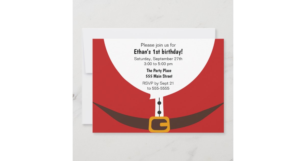 Santa claus christmas birthday party invitation | Zazzle