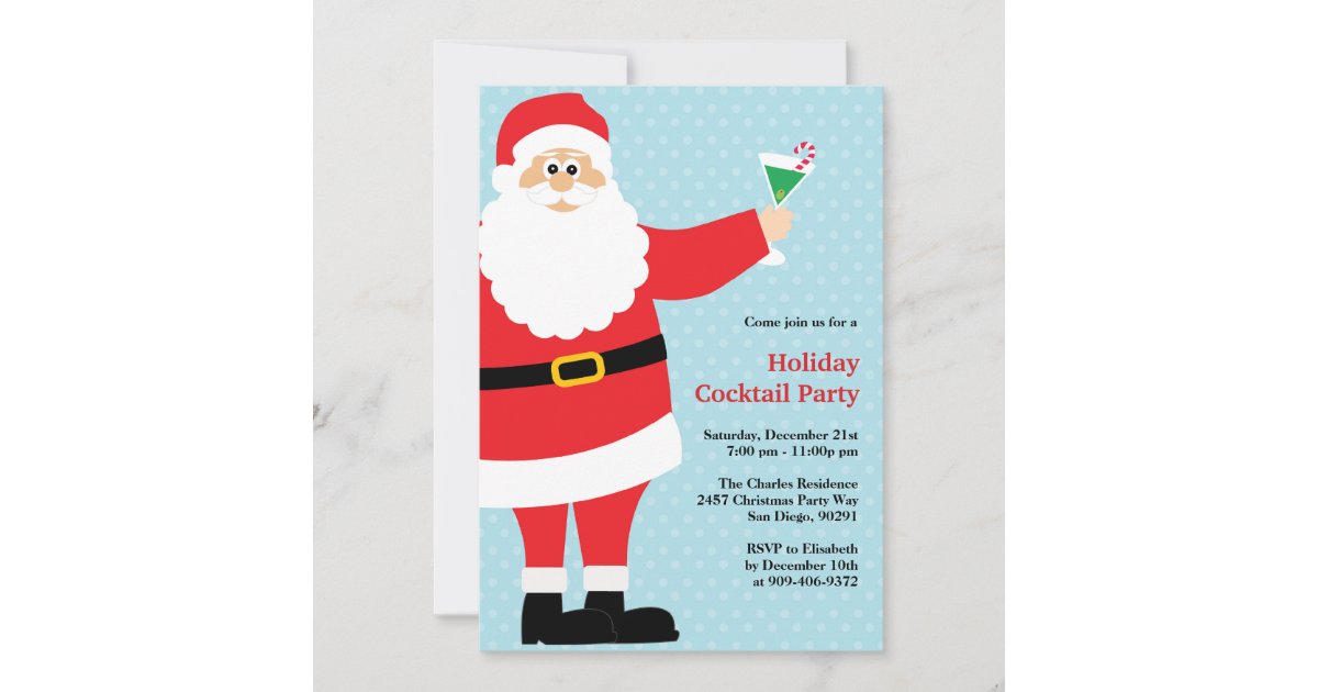 Santa Claus Christmas Cocktail Party Invitation | Zazzle