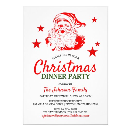 Santa Claus Christmas Dinner Party Invitation | Zazzle.com