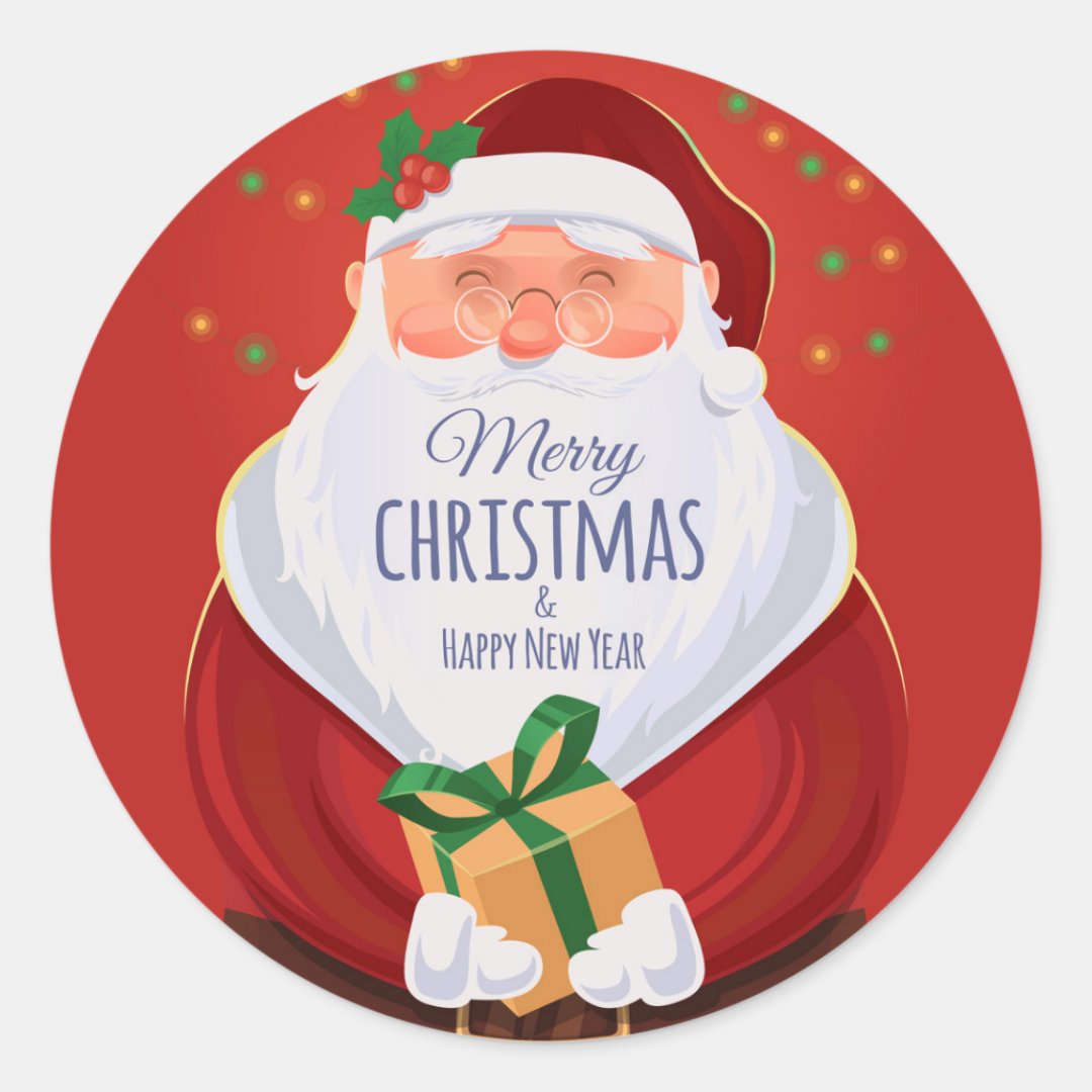 Santa Claus Christmas Gift Sticker | Zazzle