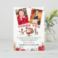 Santa Claus Christmas Holiday Party 2 Photo Thank You Card | Zazzle