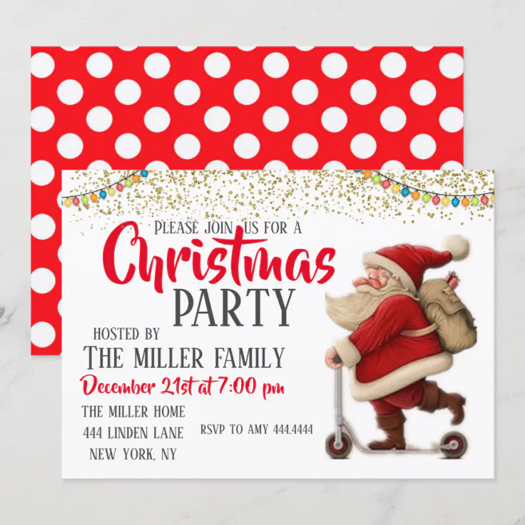 Santa Claus Christmas Party Invitation | Zazzle