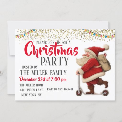 Santa Claus Christmas Party Invitation | Zazzle