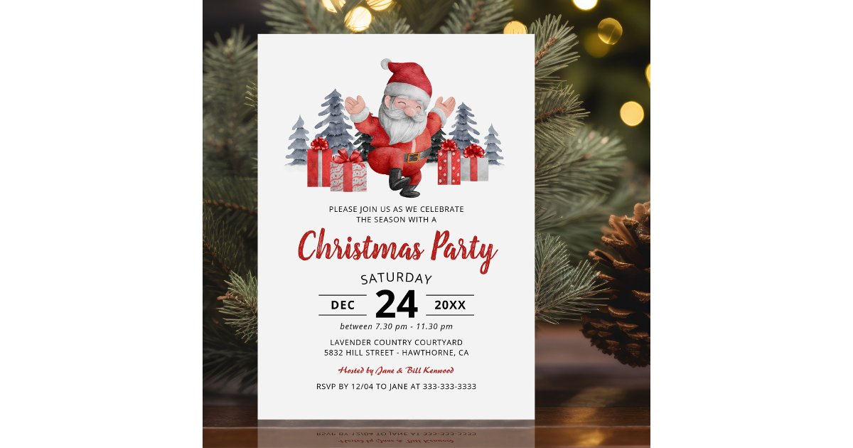 Santa Claus Christmas Party Invitation | Zazzle