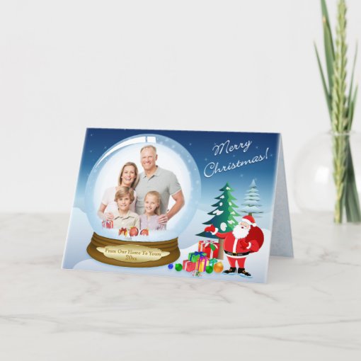Santa Claus Christmas PHOTO Snow Globe Card | Zazzle