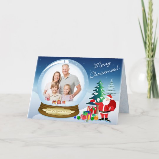 Santa Claus Christmas PHOTO Snow Globe Card | Zazzle.com
