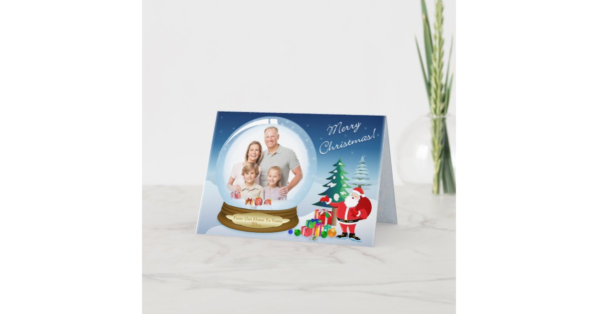 Santa Claus Christmas PHOTO Snow Globe Card | Zazzle