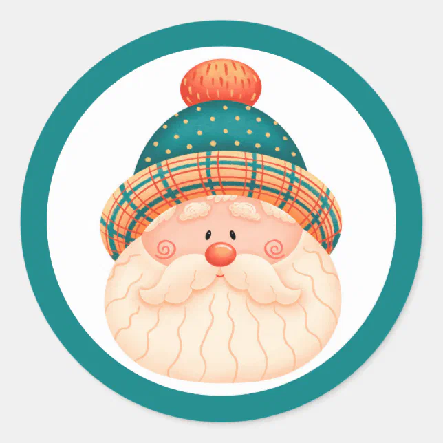 Santa Claus Christmas Round Sticker | Zazzle