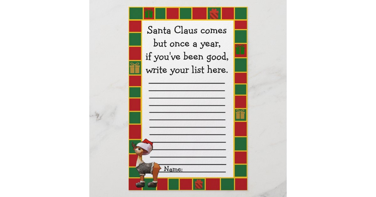 Santa Claus Christmas Wishes List for Kids Flyer | Zazzle
