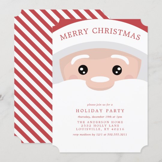 Santa Claus Cute Modern Christmas Holiday Party Invitation | Zazzle.com