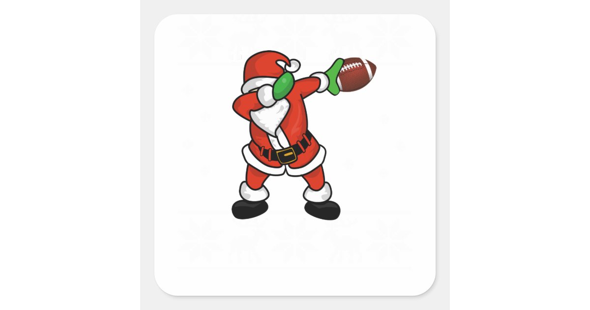 Santa Claus dabbing Christmas Football touchdown Square Sticker | Zazzle