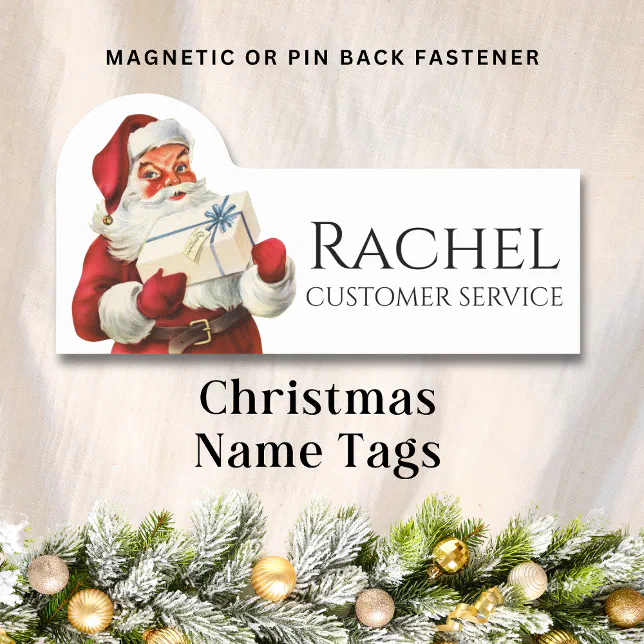 Santa Claus Delivering Gift Personalized Name Name Tag | Zazzle