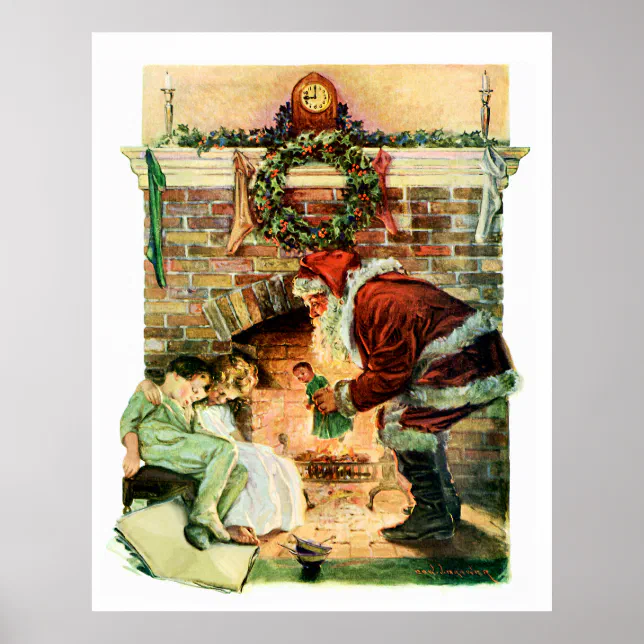 Santa Claus Delivering Presents Poster | Zazzle
