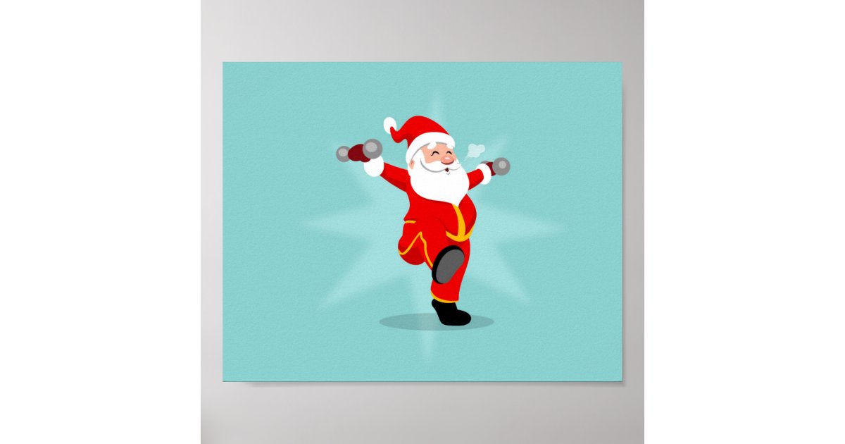 Santa Claus doing fitness exercises Poster | Zazzle