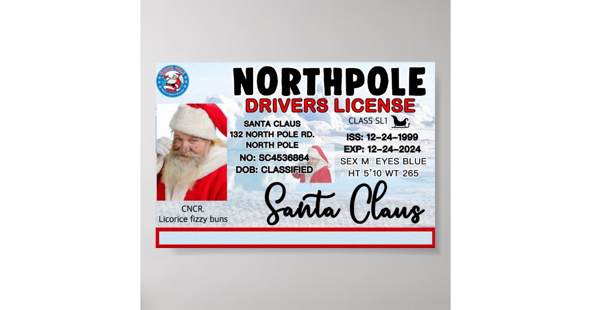 Santa Claus Driver's License Poster | Zazzle