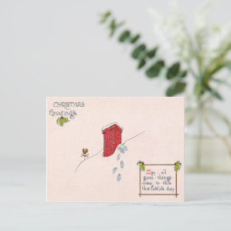 Santa Claus Footprints Chimney Snow Weathervane Holiday Postcard | Zazzle