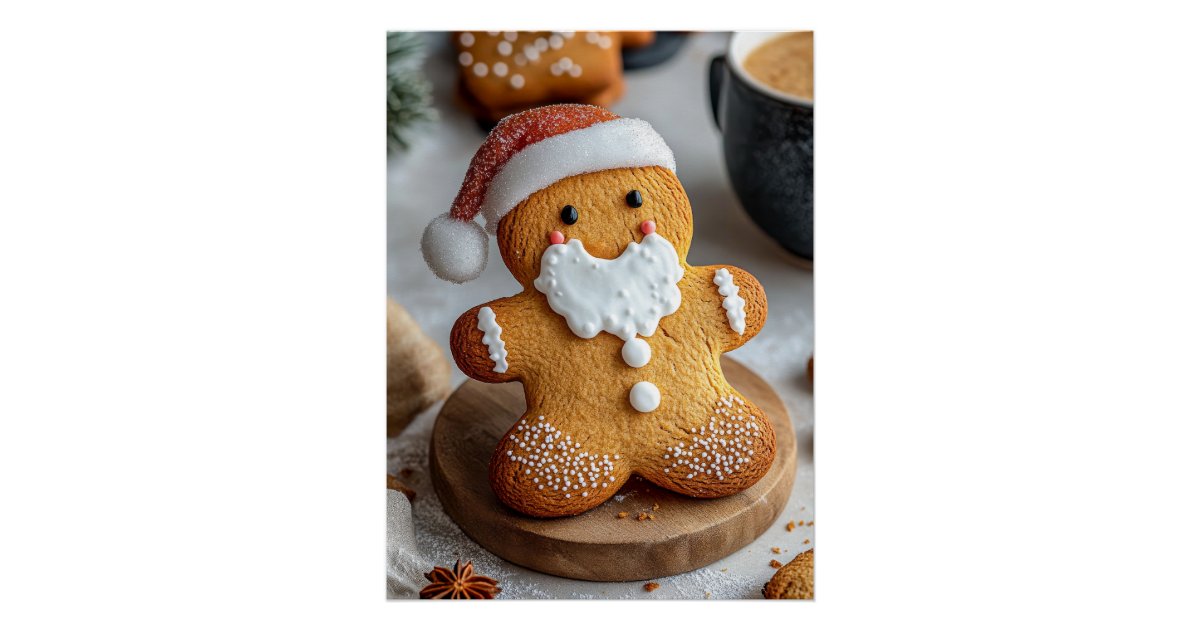 Santa Claus Gingerbread Man Poster | Zazzle