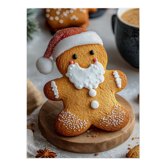 Santa Claus Gingerbread Man Poster | Zazzle