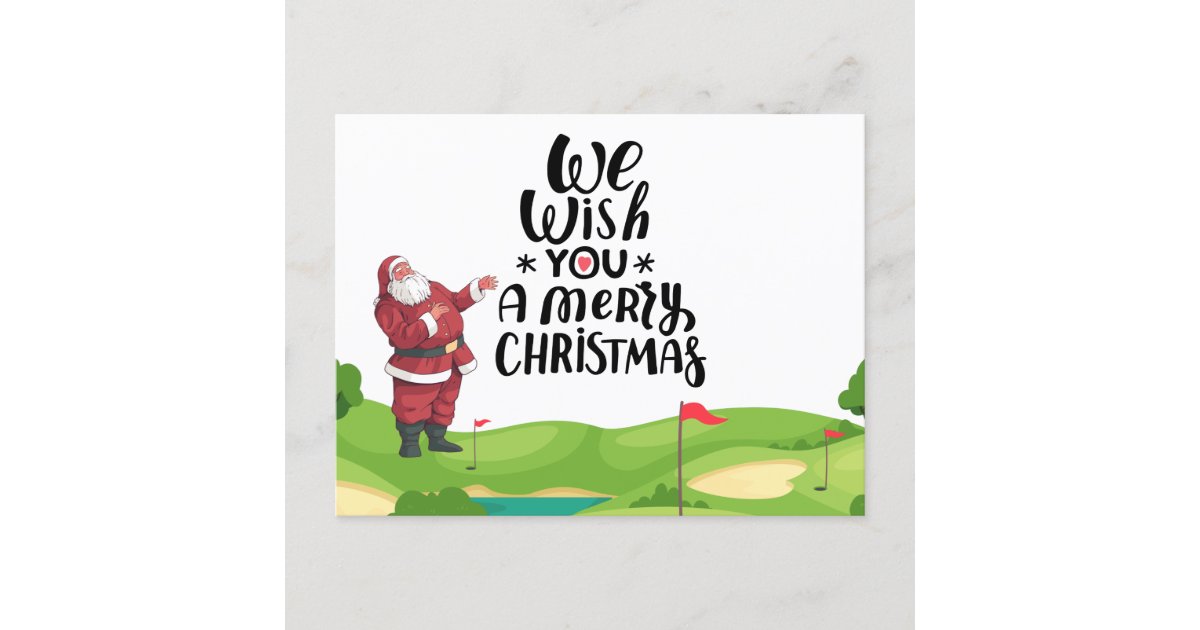Santa Claus Golfer Merry Christmas at golf course Postcard | Zazzle