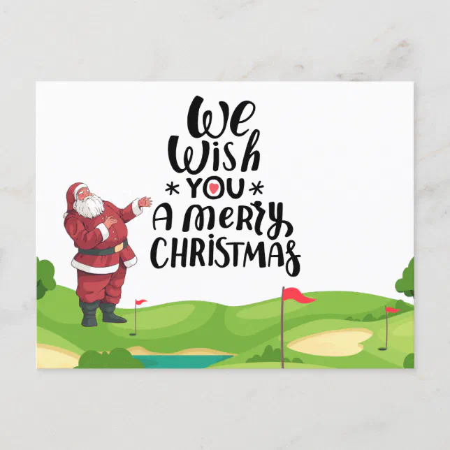 Santa Claus Golfer Merry Christmas at golf course Postcard | Zazzle