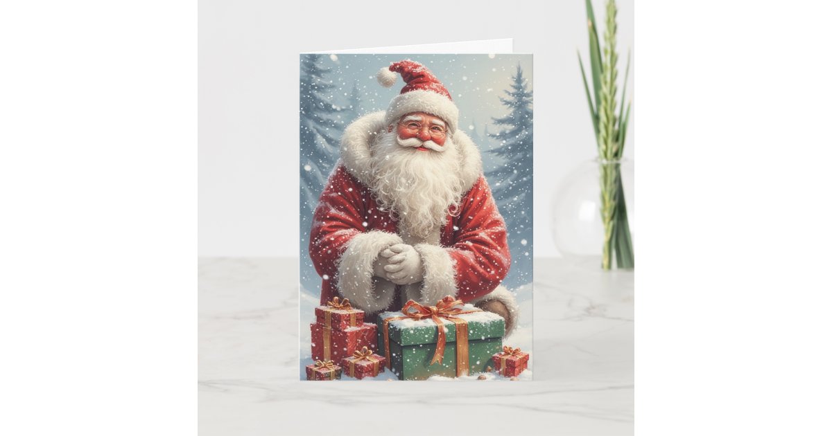 Santa Claus Greeting Folded Greeting Card | Zazzle