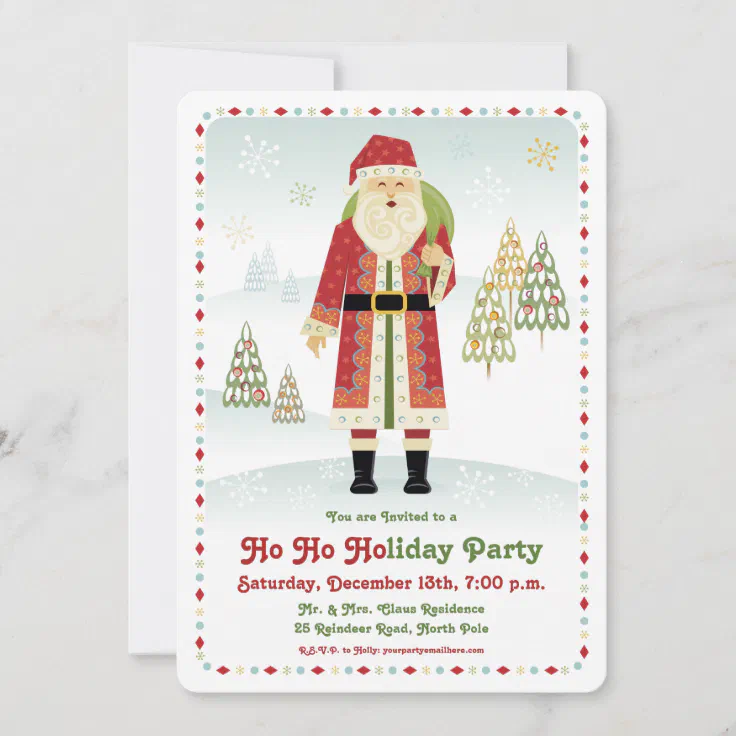 Santa Claus Holiday Party Invitation | Zazzle