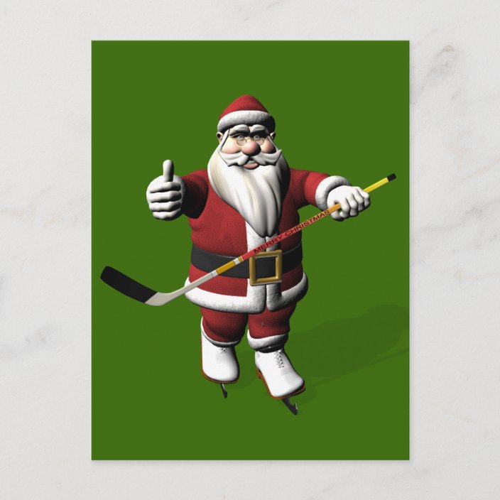 Santa Claus Ice Hockey Player Holiday Postcard | Zazzle.com
