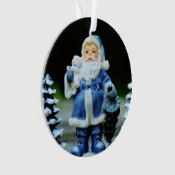 Santa Claus in Blue Christmas Ornament | Zazzle