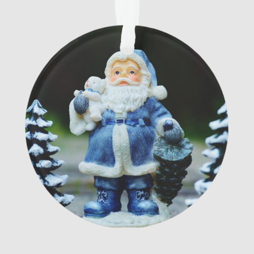Santa Claus in Blue Christmas Ornament | Zazzle