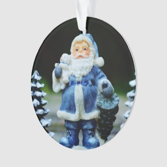 Santa Claus in Blue Christmas Ornament | Zazzle
