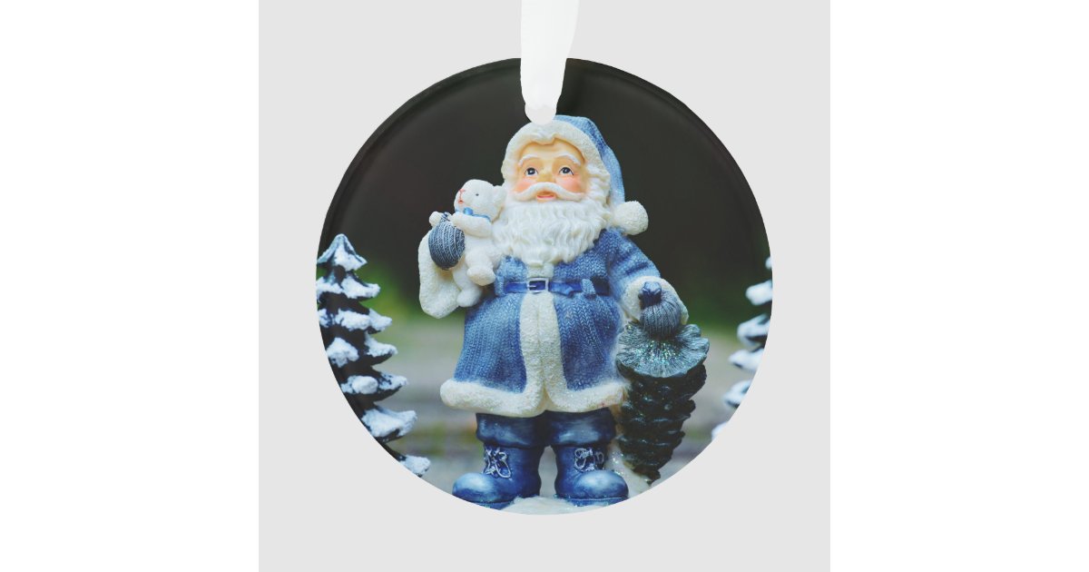 Santa Claus in Blue Christmas Ornament | Zazzle