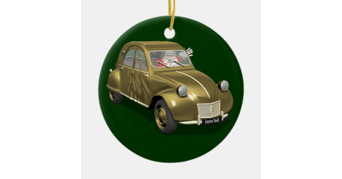 Santa Claus In Citroen 2CV Ceramic Ornament | Zazzle