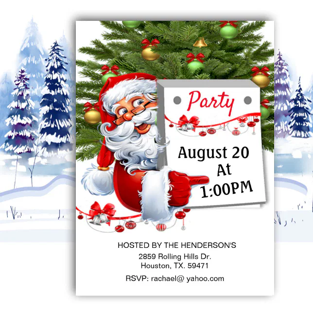 Santa Claus Inviting All To Christmas Party Invit Invitation | Zazzle