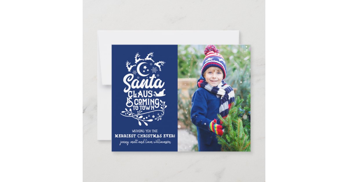 Santa Claus is Coming to Town Photo Holiday Card | Zazzle