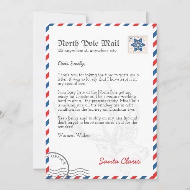 Santa Claus Letter from North Pole Personalized Card | Zazzle
