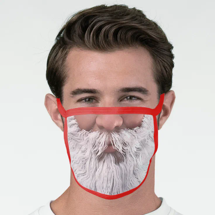 Santa Claus Long White Beard Christmas Holiday Face Mask | Zazzle