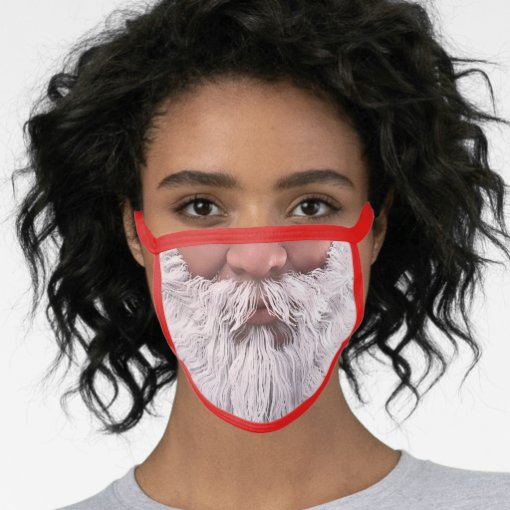 Santa Claus Long White Beard Christmas Holiday Face Mask | Zazzle