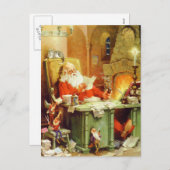 Santa Claus Making a List, Checking It Twice Holiday Postcard | Zazzle