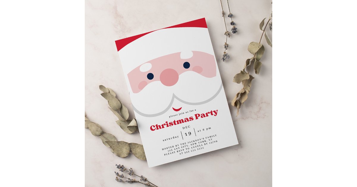 Santa Claus Merry Christmas Party Invitation | Zazzle