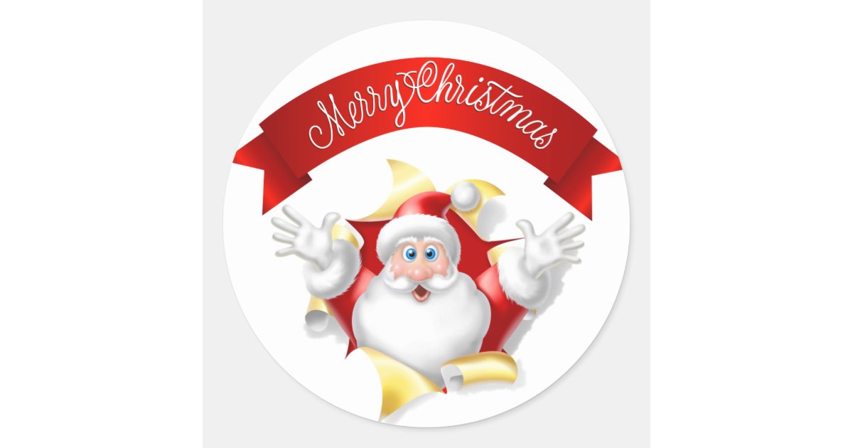 Santa Claus Merry Christmas Sticker | Zazzle