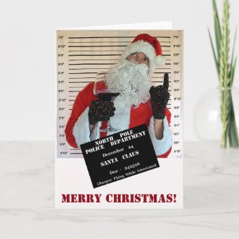 Santa Claus Mugshot Christmas Greeting Card! Holiday Card | Zazzle