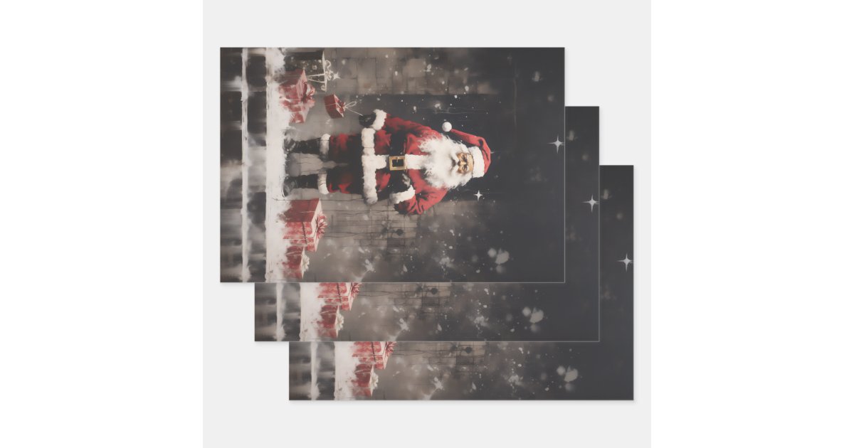 Santa Claus Mural Wrapping Paper Sheets | Zazzle