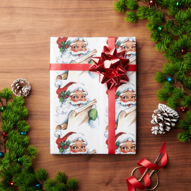 Santa Claus Old Fashioned Christmas Wrapping Paper | Zazzle