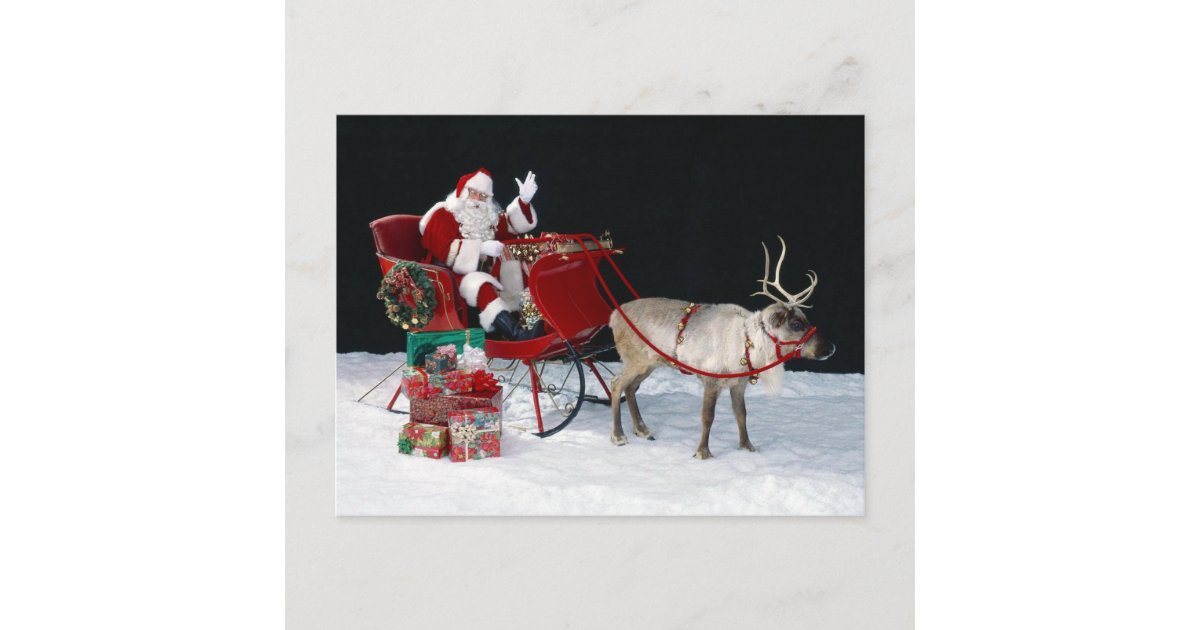 Santa Claus on sleigh with presents Postcard | Zazzle