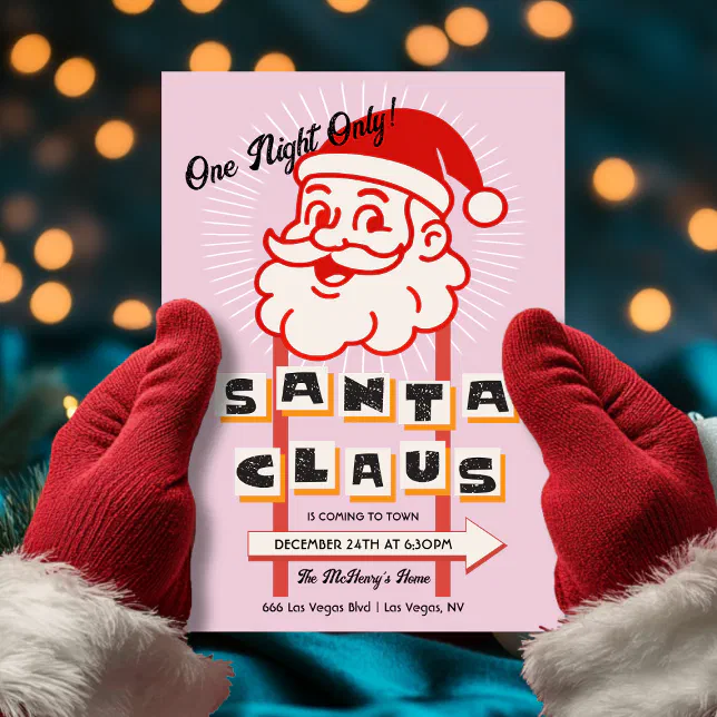 Santa Claus One night only Sign Invitation | Zazzle