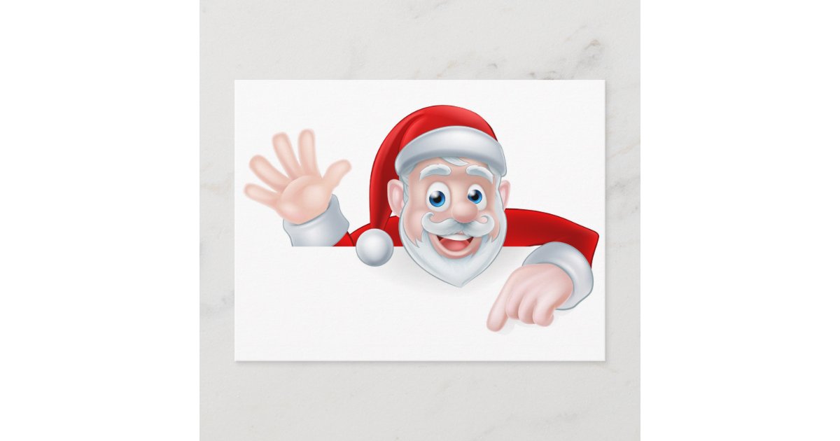 Santa Claus Peeking Over Sign Holiday Postcard | Zazzle