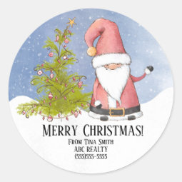 Santa Claus Personalized Merry Christmas Classic Round Sticker | Zazzle