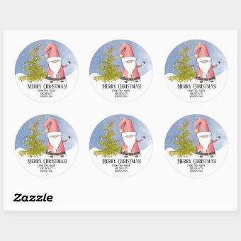 Santa Claus Personalized Merry Christmas Classic Round Sticker | Zazzle