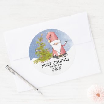 Santa Claus Personalized Merry Christmas Classic Round Sticker | Zazzle