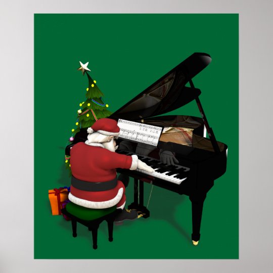 Santa Claus Playing Piano Poster | Zazzle.com